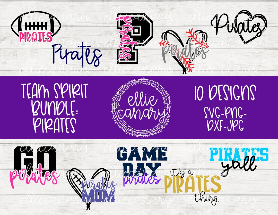 Pirates Sport Bundle Team Spirit SVG Game Png Jpeg Dxf Commercial Use ...
