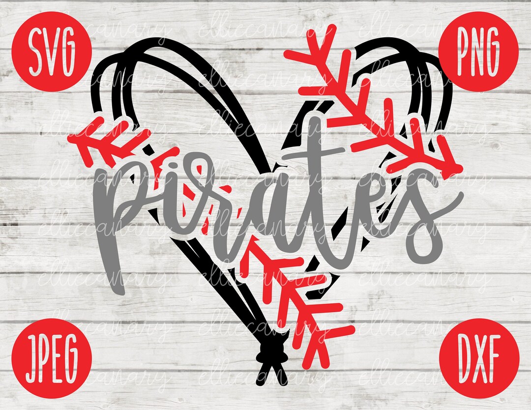 Pirates Baseball SVG Team Spirit Heart Sport Png Jpeg Dxf / Commercial ...