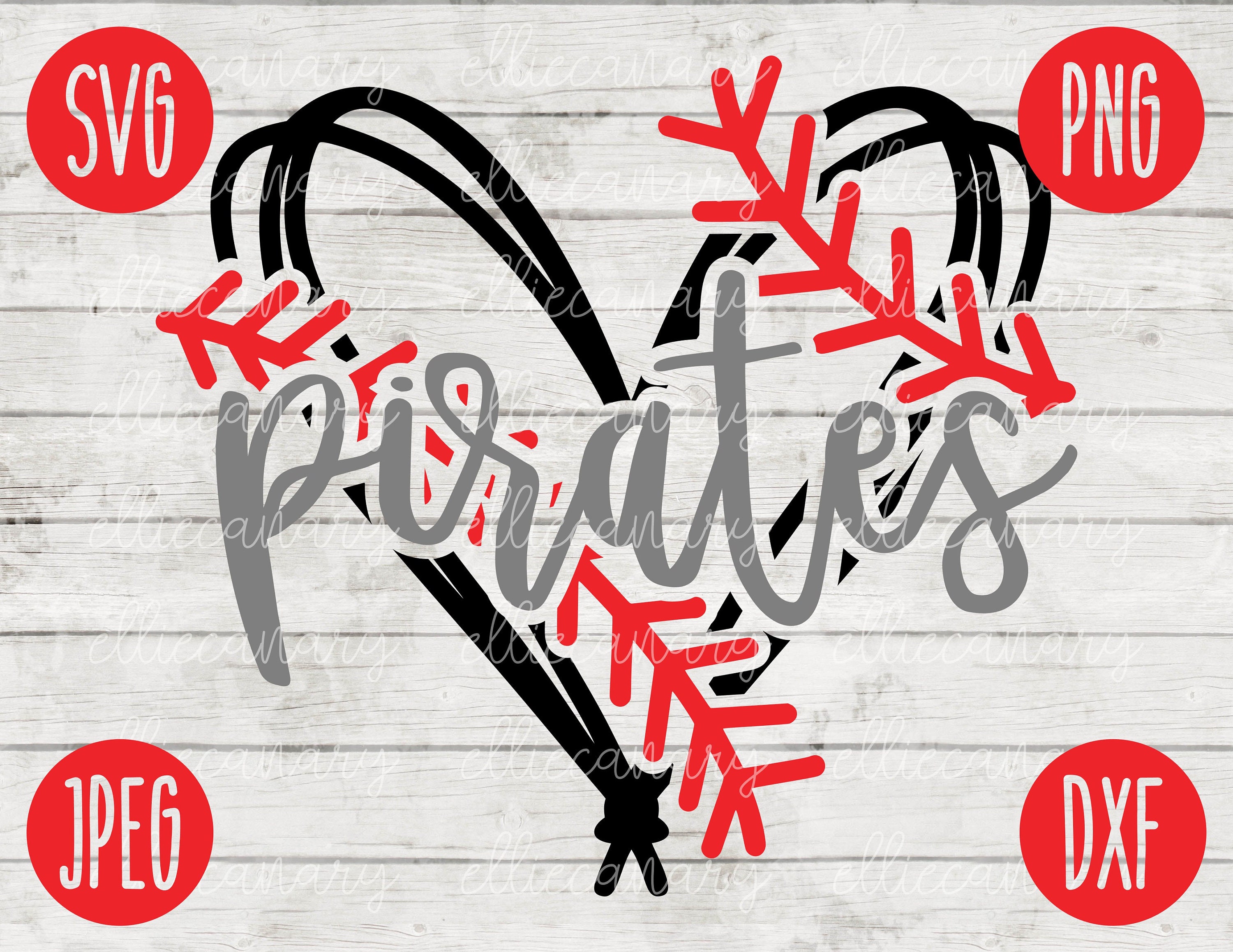 Pirates Baseball SVG: Team Spirit Heart Cut File (digital Download) - Etsy