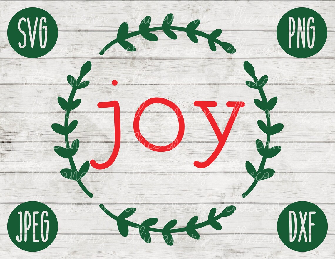Christmas SVG Joy Wreath Svg Png Jpeg Dxf / Silhouette Cricut | Etsy
