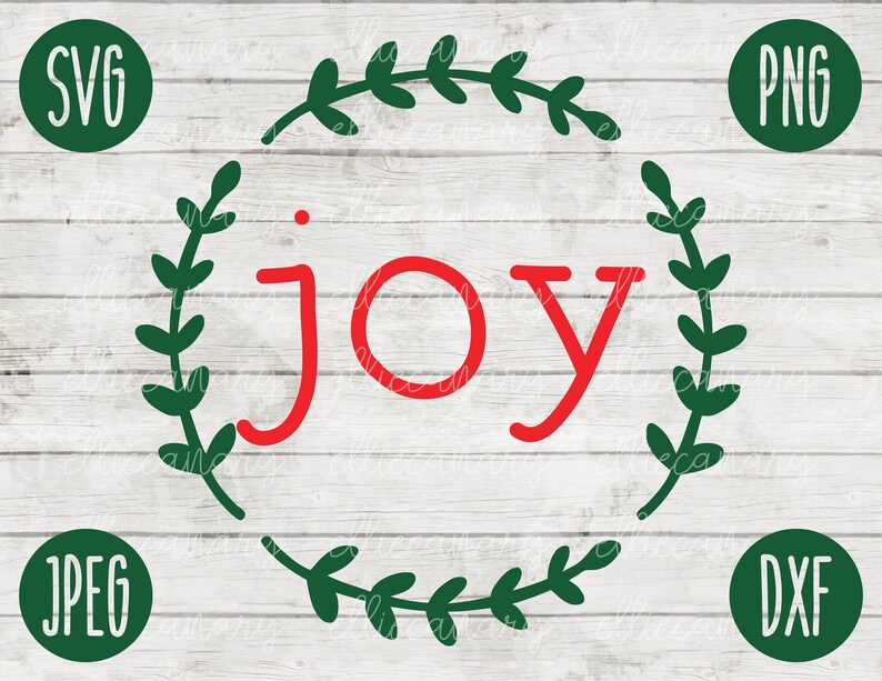 Christmas SVG Joy Wreath Svg Png Jpeg Dxf / Silhouette Cricut | Etsy