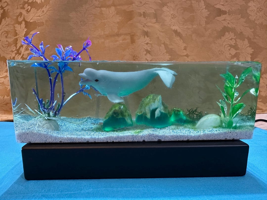 Underwater Epoxy Resin Handmade Diorama, Night Light, Manatee Scene ...