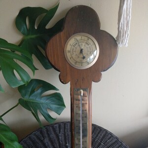 Wood and Brass Key Thermometer/barometer - Etsy
