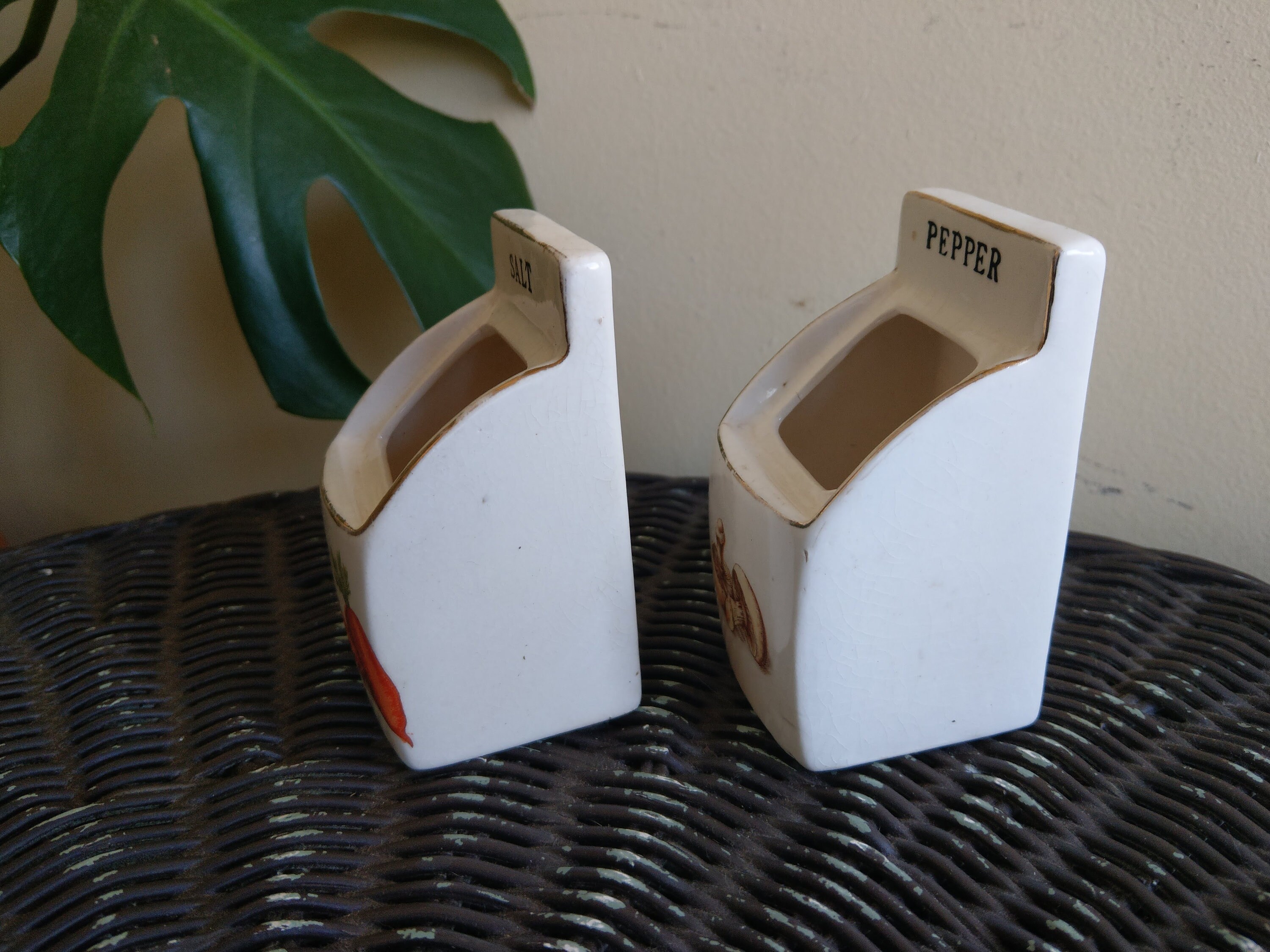 Tilso Japan Salt and Pepper Cellars With Vegetable Design and Gold Leaf ...