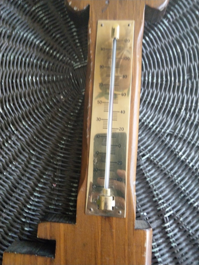 Wood and Brass Key Thermometer/barometer - Etsy