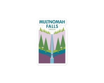 Multnomah Falls Oregon Sticker Waterproof Vinyl Sticker, UV Resistant ...