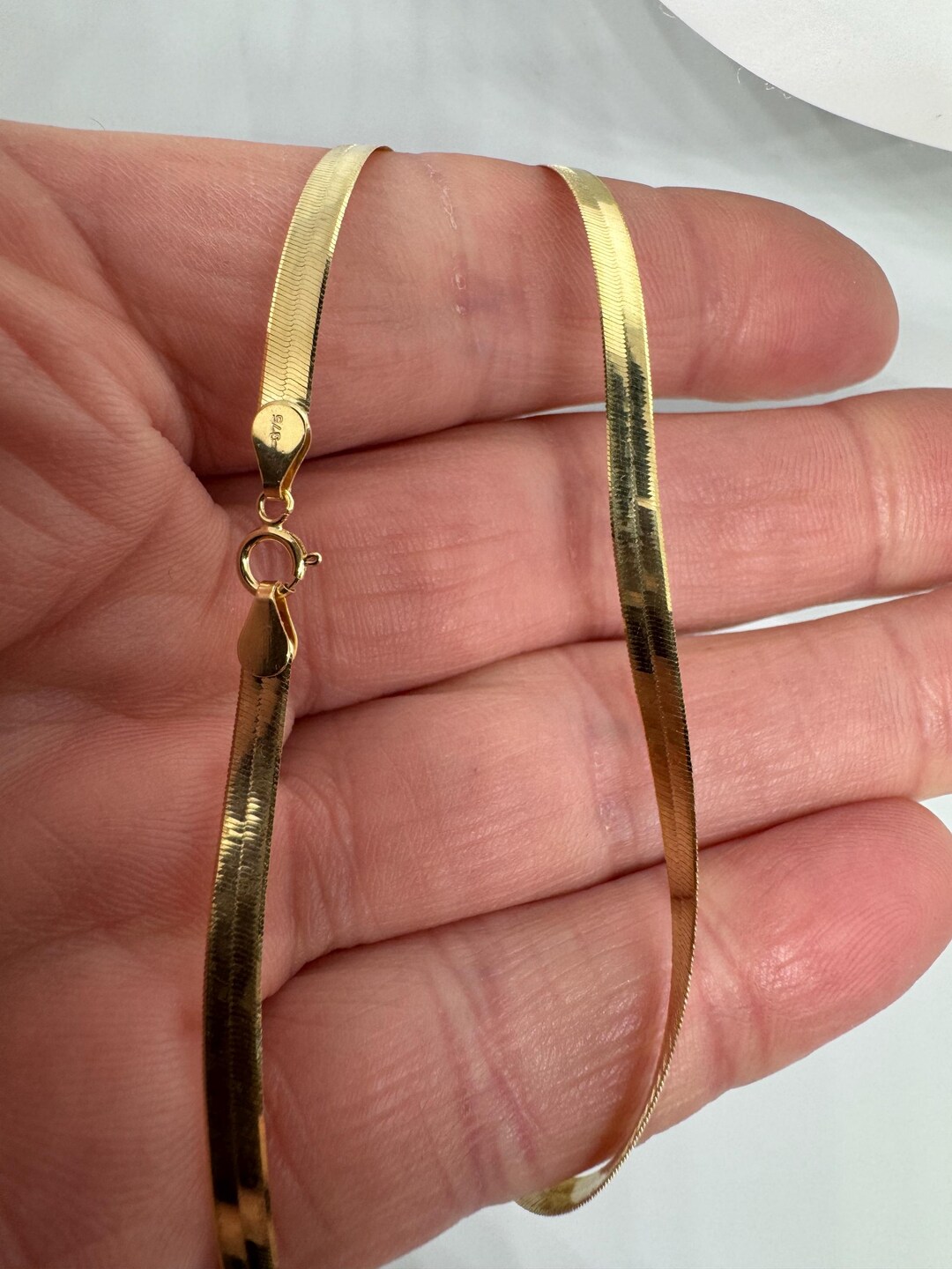 9ct Yellow Gold 3.4mm Flat Snake Link Chain Various Lengths (0183) - Etsy