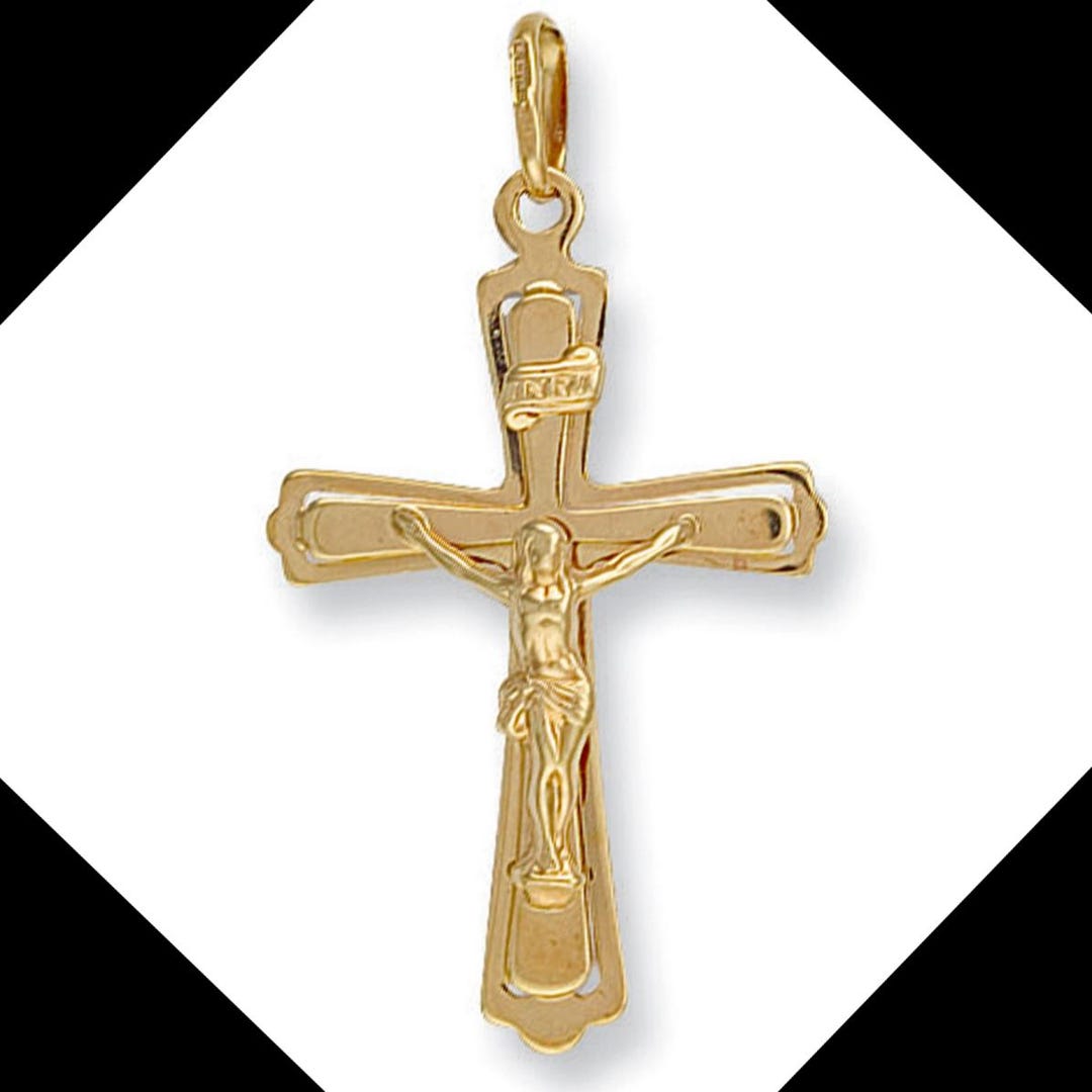 9ct Yellow Gold Cut Out , Raised Profile Crucifix Cross Pendant 0038 - Etsy