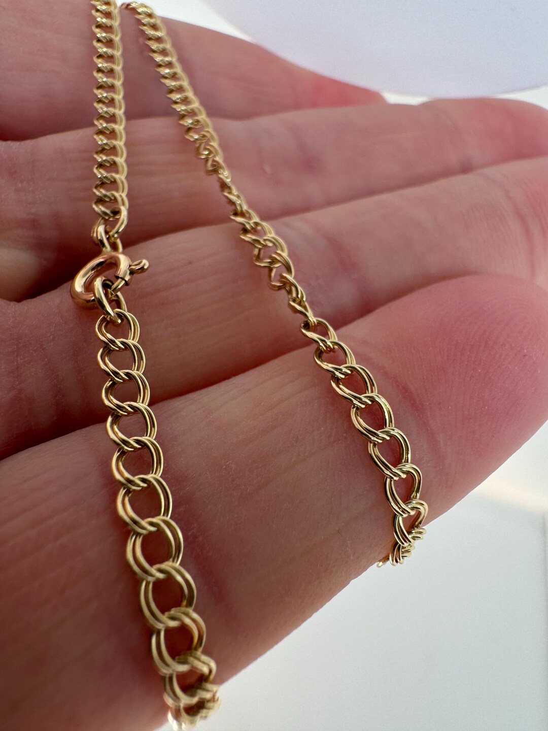 9ct Yellow Gold 3.2mm Double Curb Link Chain, Various Lengths (G16Z) - Etsy