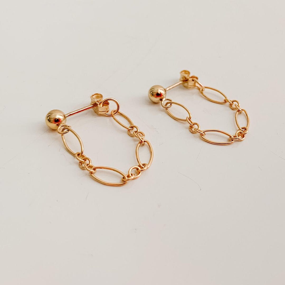 Gold Chain Wrap Around Earrings, Bridesmaid Gifts, Chain Hoop Earrings ...