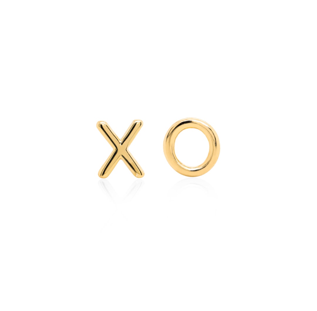 Gold XO Earrings Stud, 10K Solid Gold Earrings, Girlfriend Gift ...