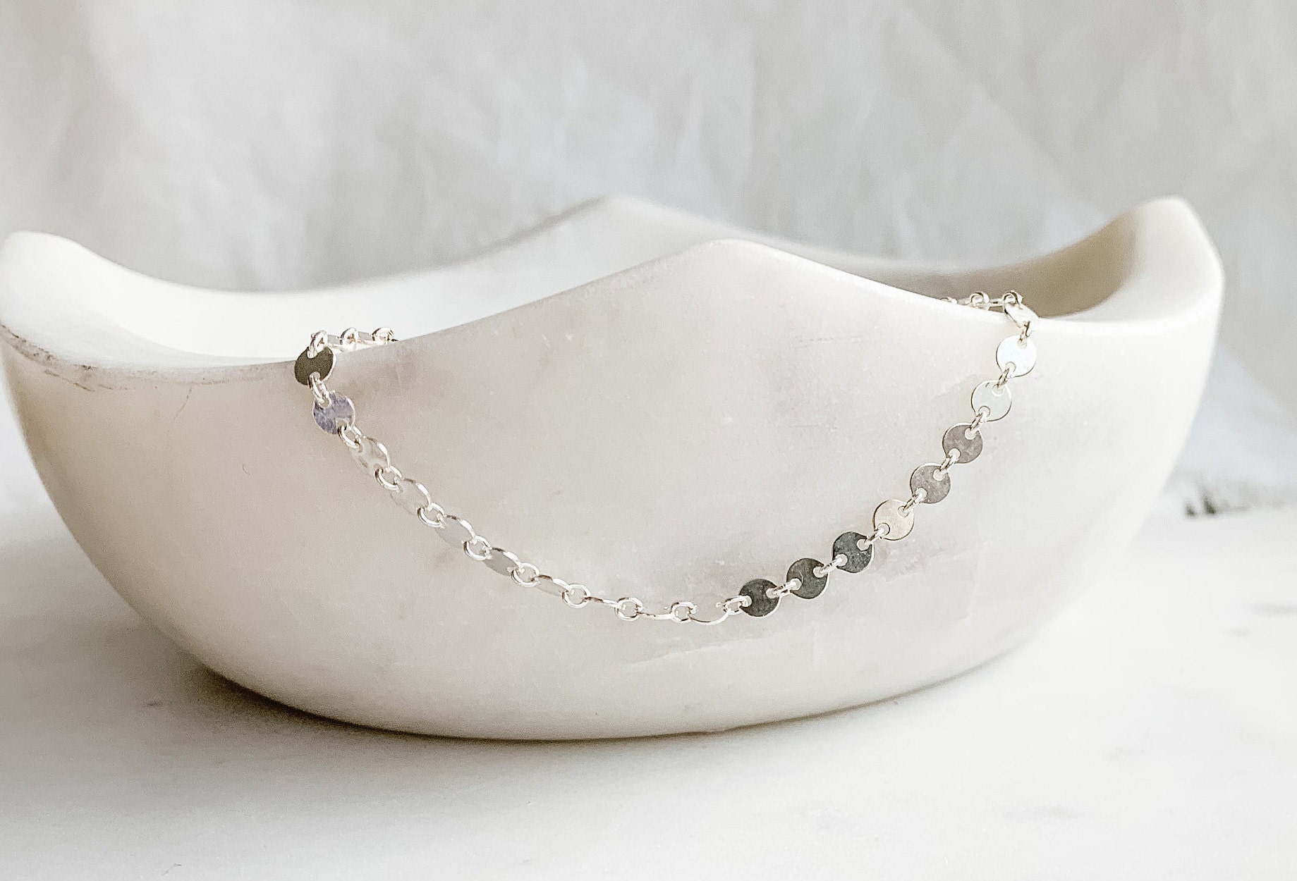 Silver Coin Bracelet Sterling Silver Disc Bracelet Sequin | Etsy