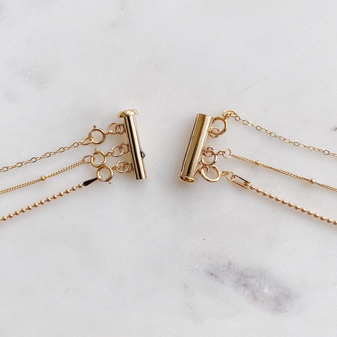 Multi Strand Necklace Clasp, 14K Gold Filled or Sterling Silver Layered ...
