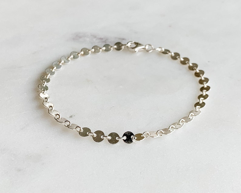 Silver Coin Bracelet Sterling Silver Disc Bracelet Sequin - Etsy Canada