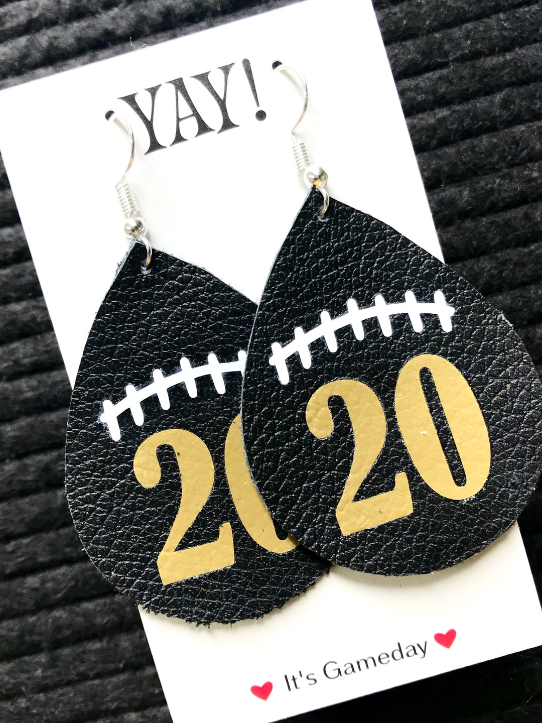 Personalized Leather Football Earrings - You Choose Color and Number or ...