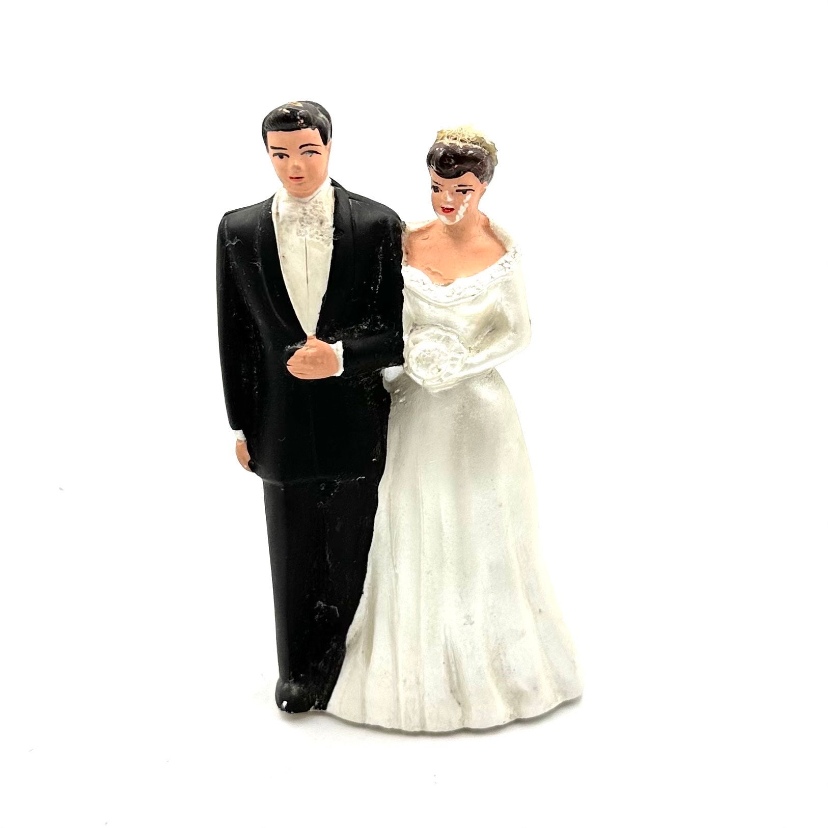 Vintage WEDDING CAKE TOPPER Bride & Groom Topper Signed T. Levin Ohio ...