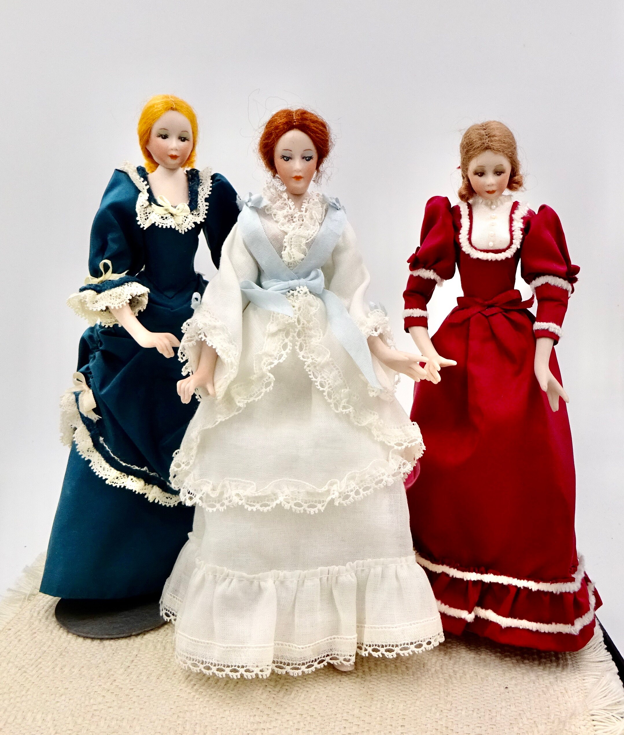 Vintage MINIATURE DOLLHOUSE DOLL Little Woman March Sisters Meg Jo Beth ...