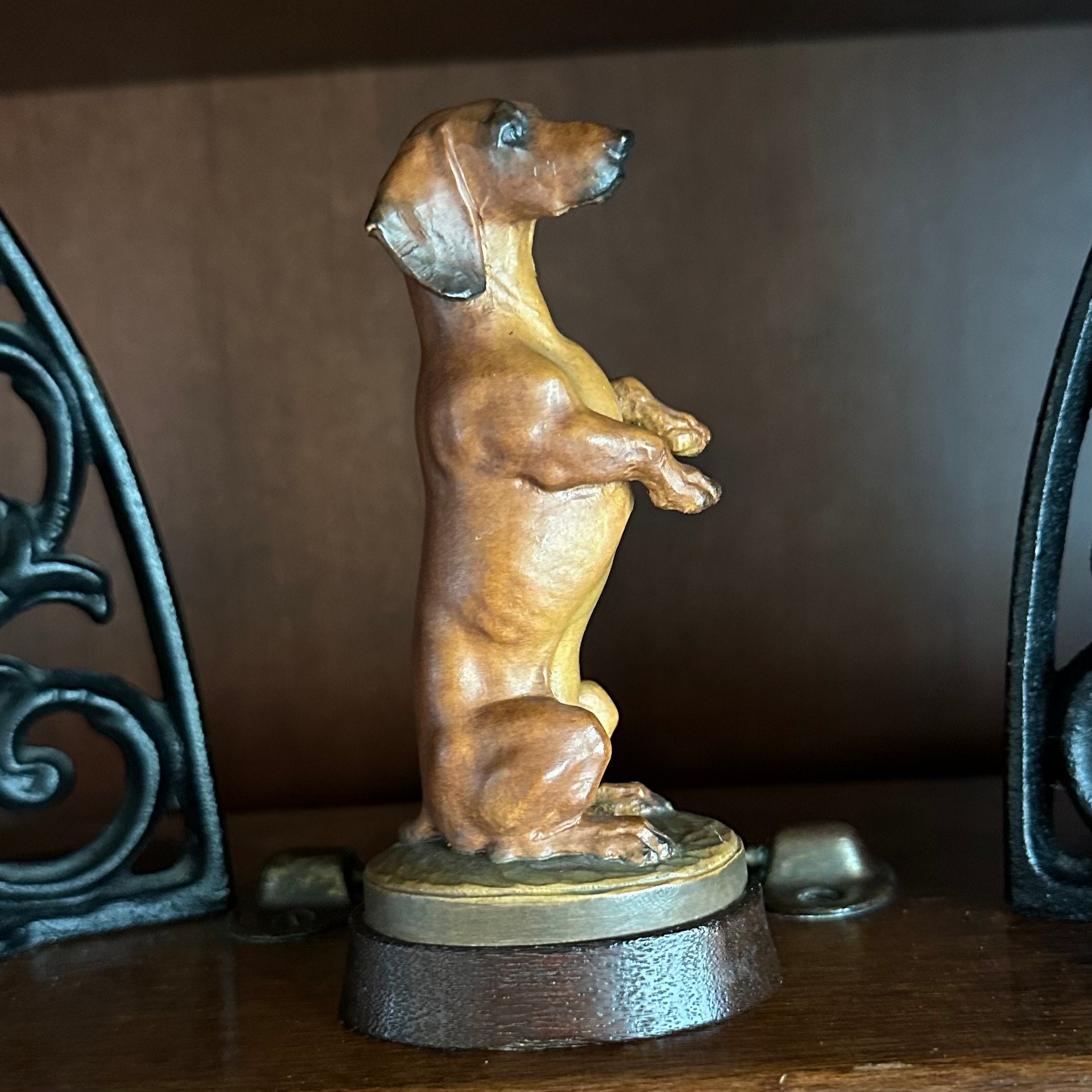 Vintage ANRI DOG FIGURINE Dachshund Hand Carved Folk Art Wooden Antique ...