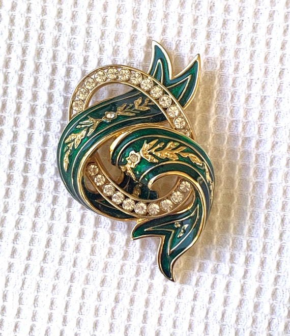 Vintage JOAN RIVERS PIN Gold Tone Royal Green Enamel … - Gem