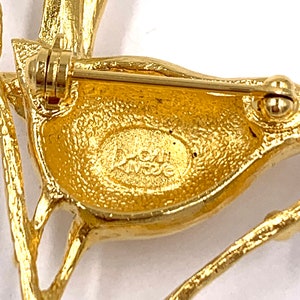 Vintage JOAN RIVERS PIN Gold Tone Bird on Branch Red Berry Rhinestones ...