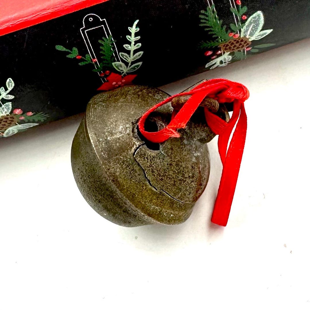 Antique BRASS SLEIGH BELL Christmas Santa Reindeer Horse Carriage Bell ...