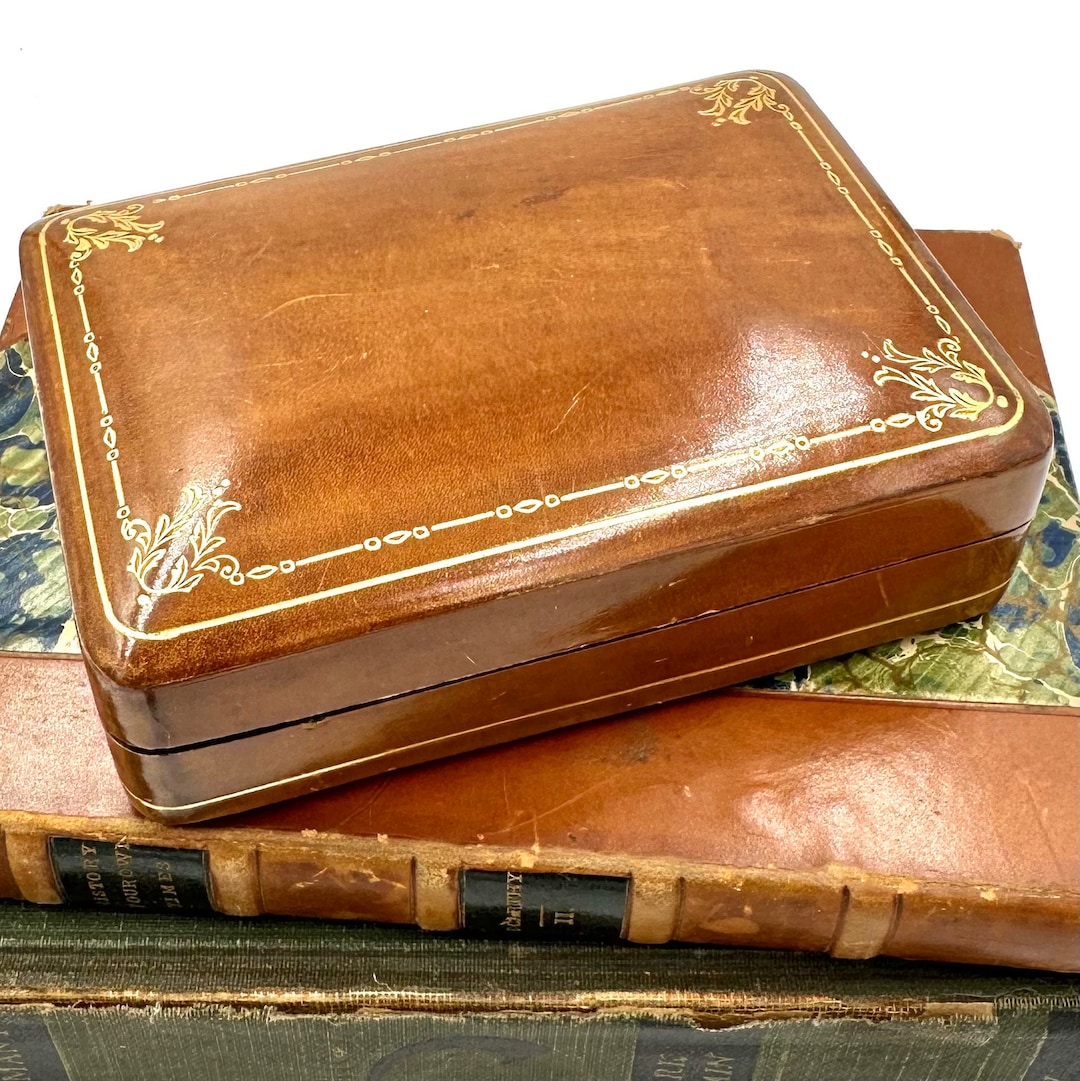 Vintage ITALIAN LEATHER BOX Leather School Florence Made in Italy ...