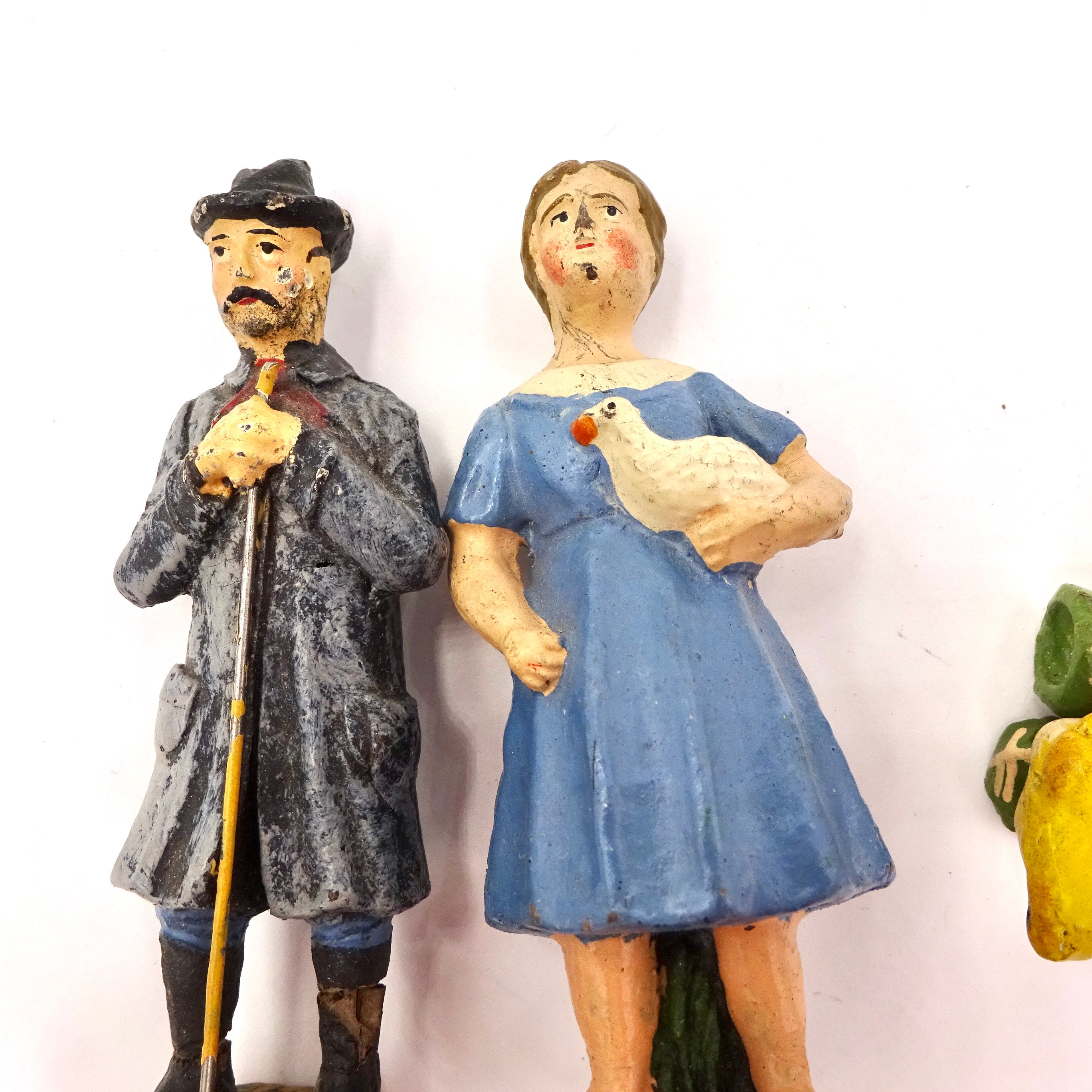 ELASTOLIN FARM FIGURES Girl With Duck Man With Staff Three Little ...