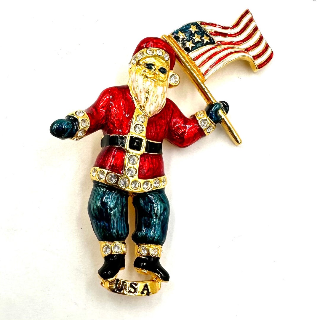 Vintage CHRISTOPHER RADKO broche pendentif USA Amérique père Noël ton ...
