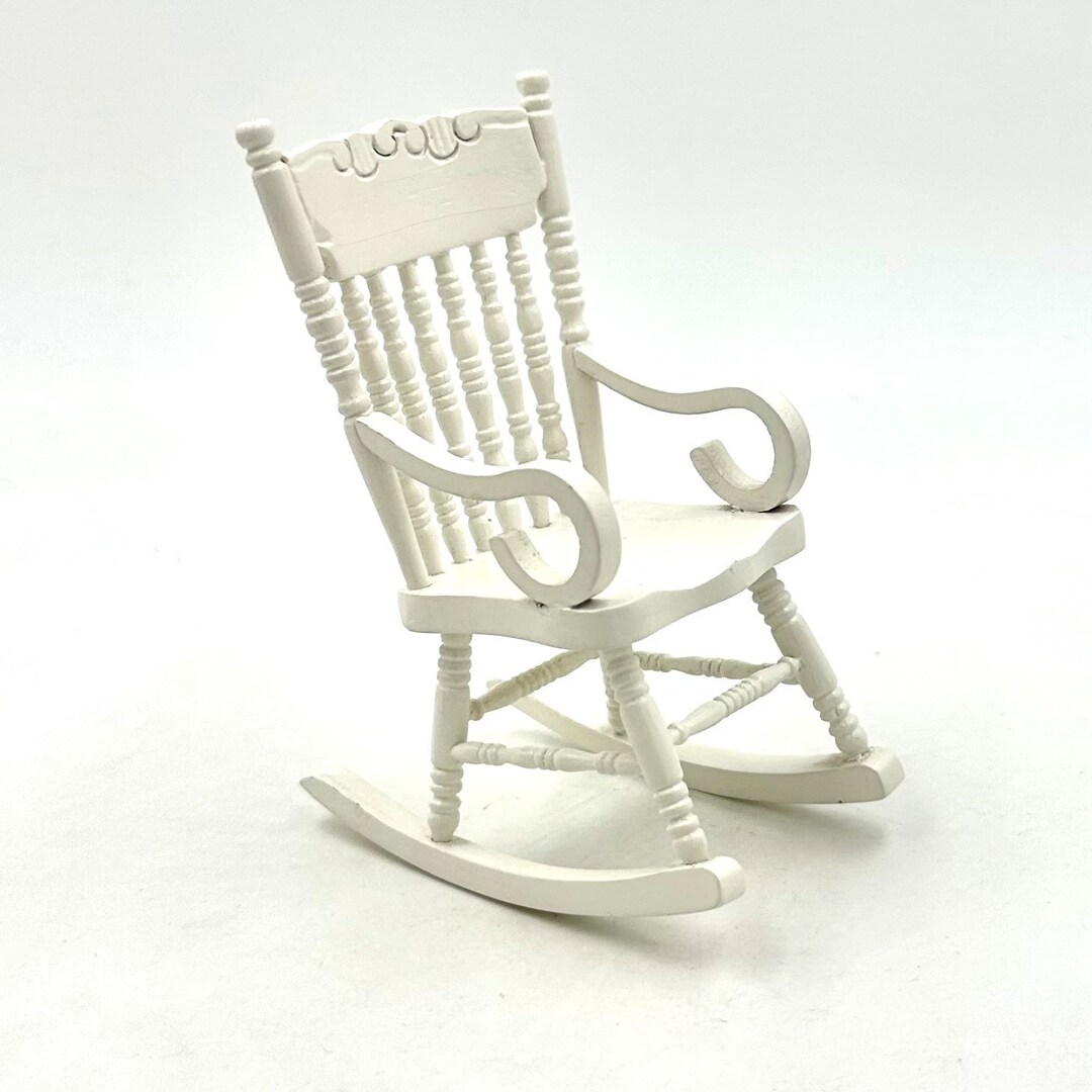 DOLLHOUSE ROCKING CHAIR Dollhouse White Victorian Style Oak 1:12 Scale ...