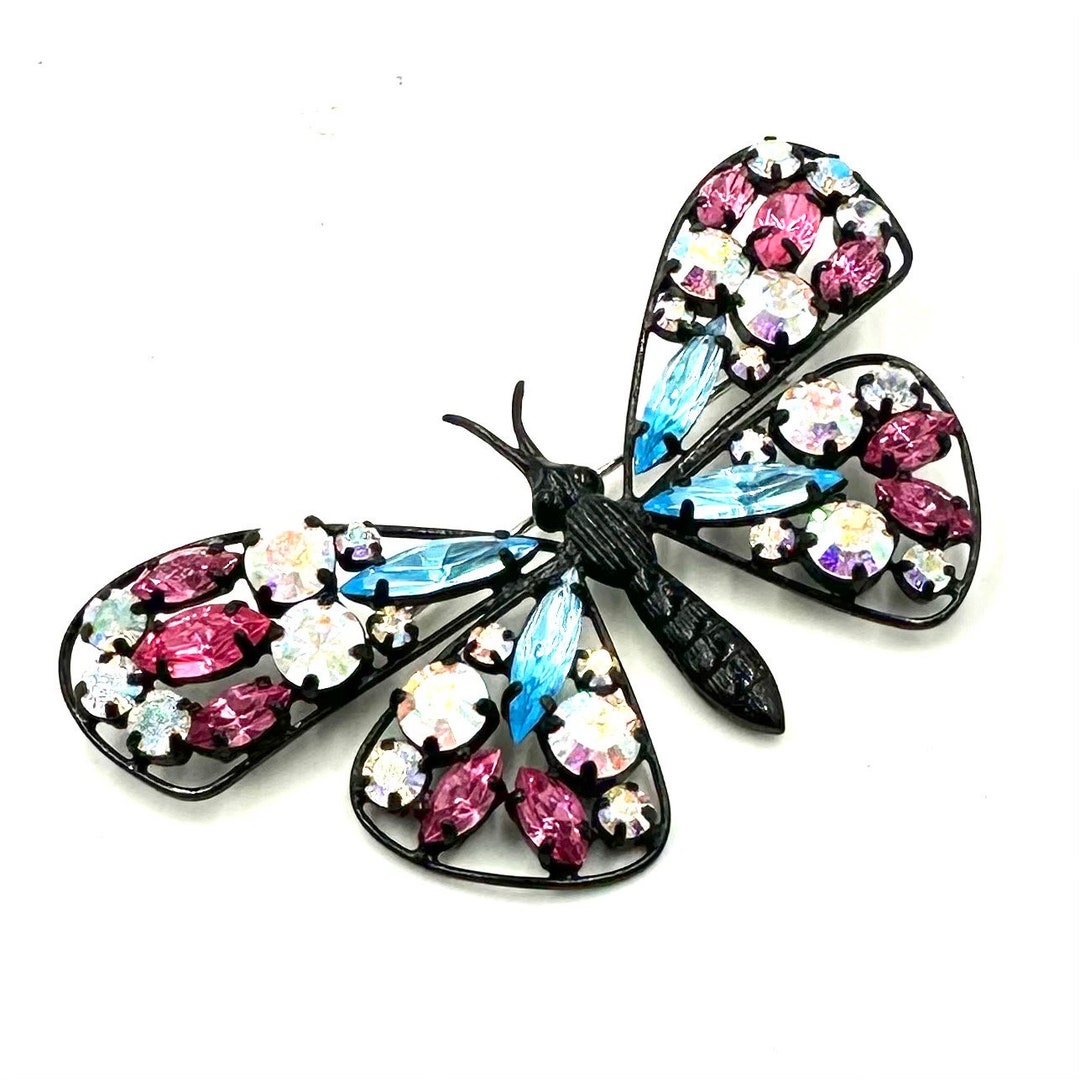Vintage BUTLER & WILSON PIN Brooch Japanned Rhinestone Butterfly - Etsy