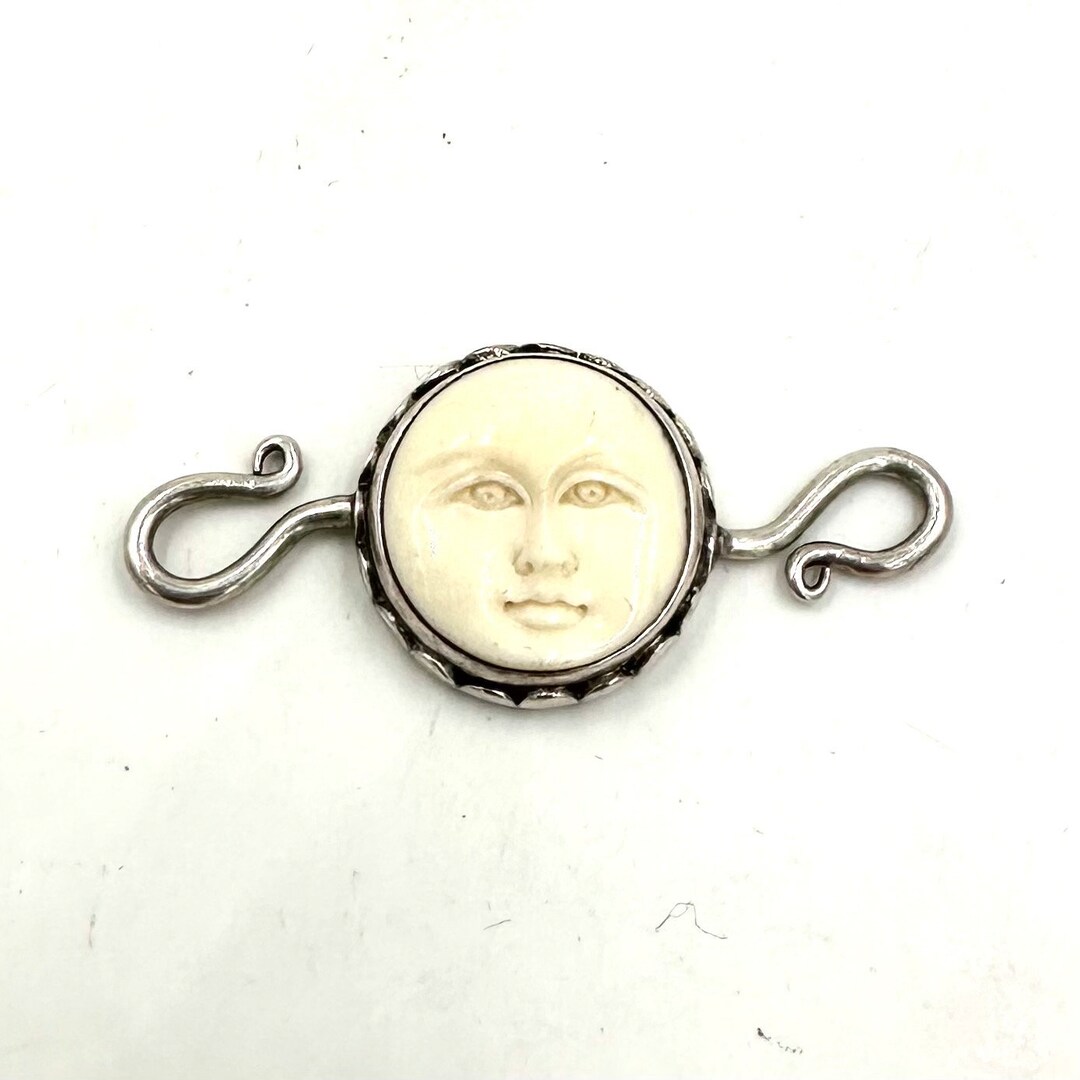 Vintage Tabra Style STERLING SILVER FINDING Round Happy Moon Face ...