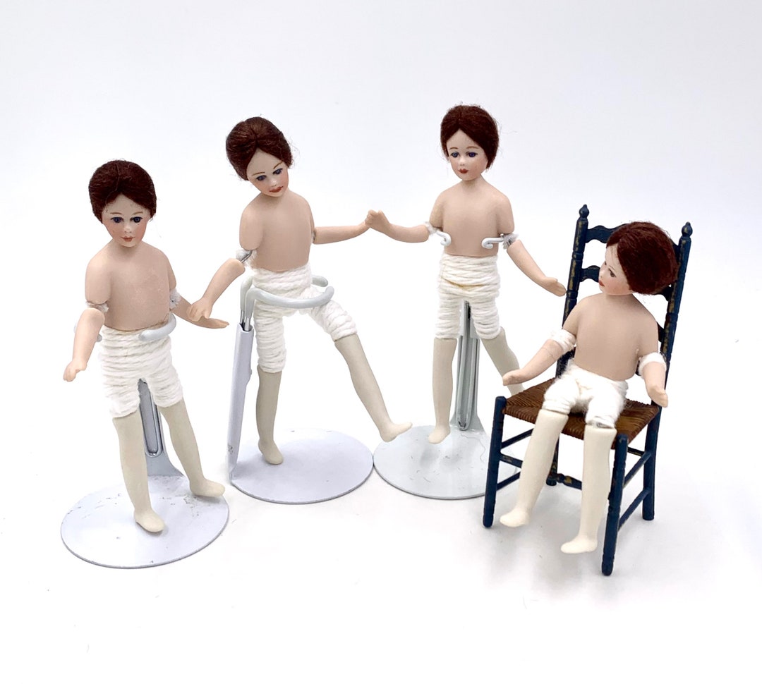 Vintage MINIATURE DOLLHOUSE DOLL Little Brunette Girl 1/12 Scale Artist ...