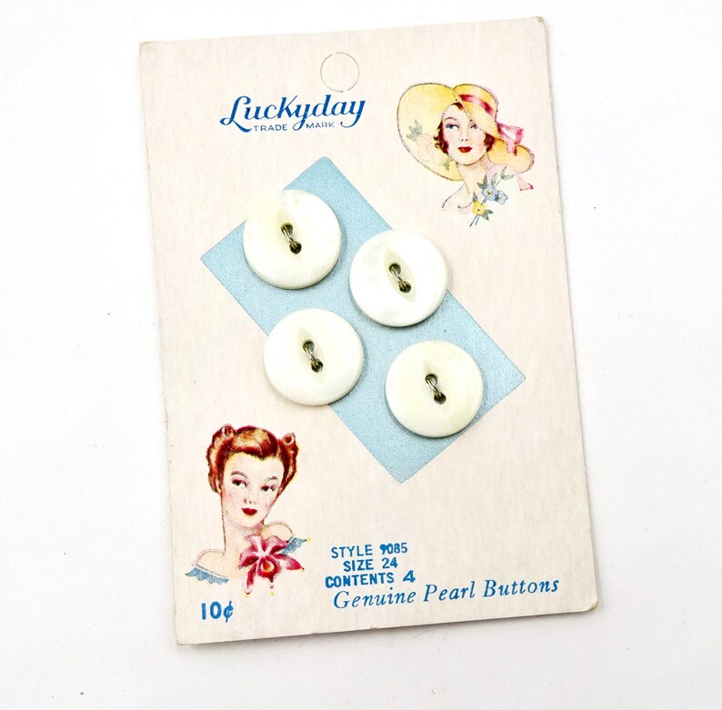 LUCKY DAY BUTTONS New Old Stock Vintage 1960's 8 Mother of - Etsy