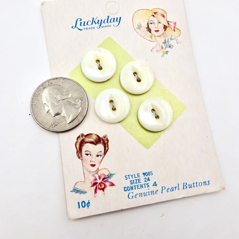 LUCKY DAY BUTTONS New Old Stock Vintage 1960's 8 Mother of - Etsy