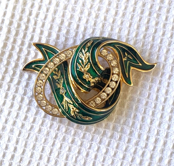 Vintage JOAN RIVERS PIN Gold Tone Royal Green Enamel … - Gem