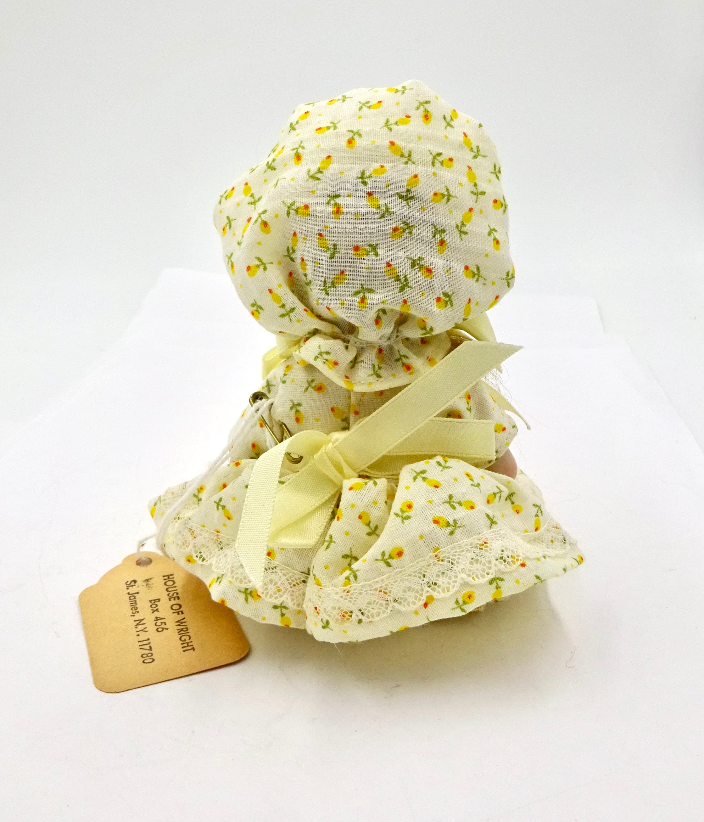 Vintage Phyllis Wright SMALL BABY DOLL shelly Yellow Floral Dress Bisque Porcelain House of ...