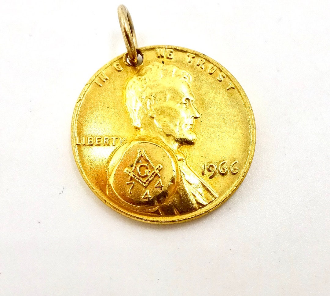 Vintage 1966 Masonic Lodge 744 Gold Plated Penny Token - Etsy