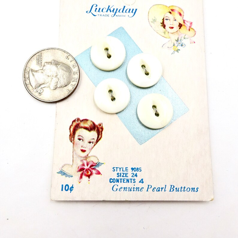 LUCKY DAY BUTTONS New Old Stock Vintage 1960's 8 Mother of - Etsy