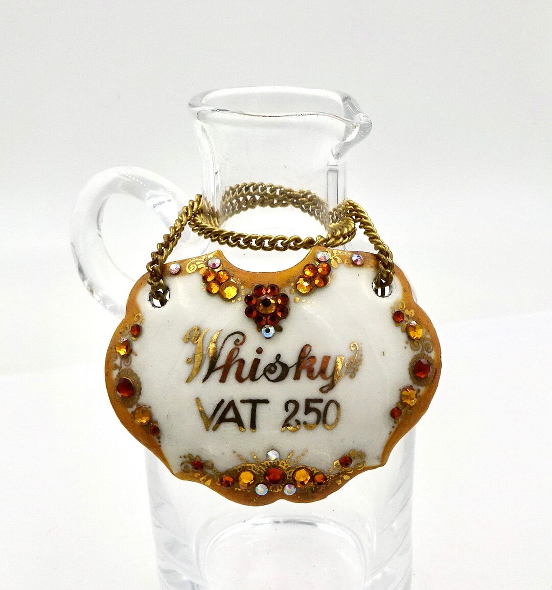 ANTIQUE WHISKY LABEL Hand Made Austria Enamel & Crystal Whiskey ...