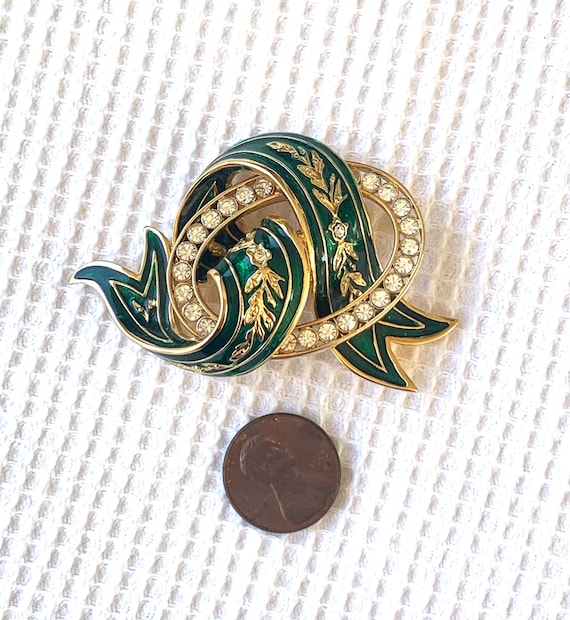 Vintage JOAN RIVERS PIN Gold Tone Royal Green Enamel … - Gem