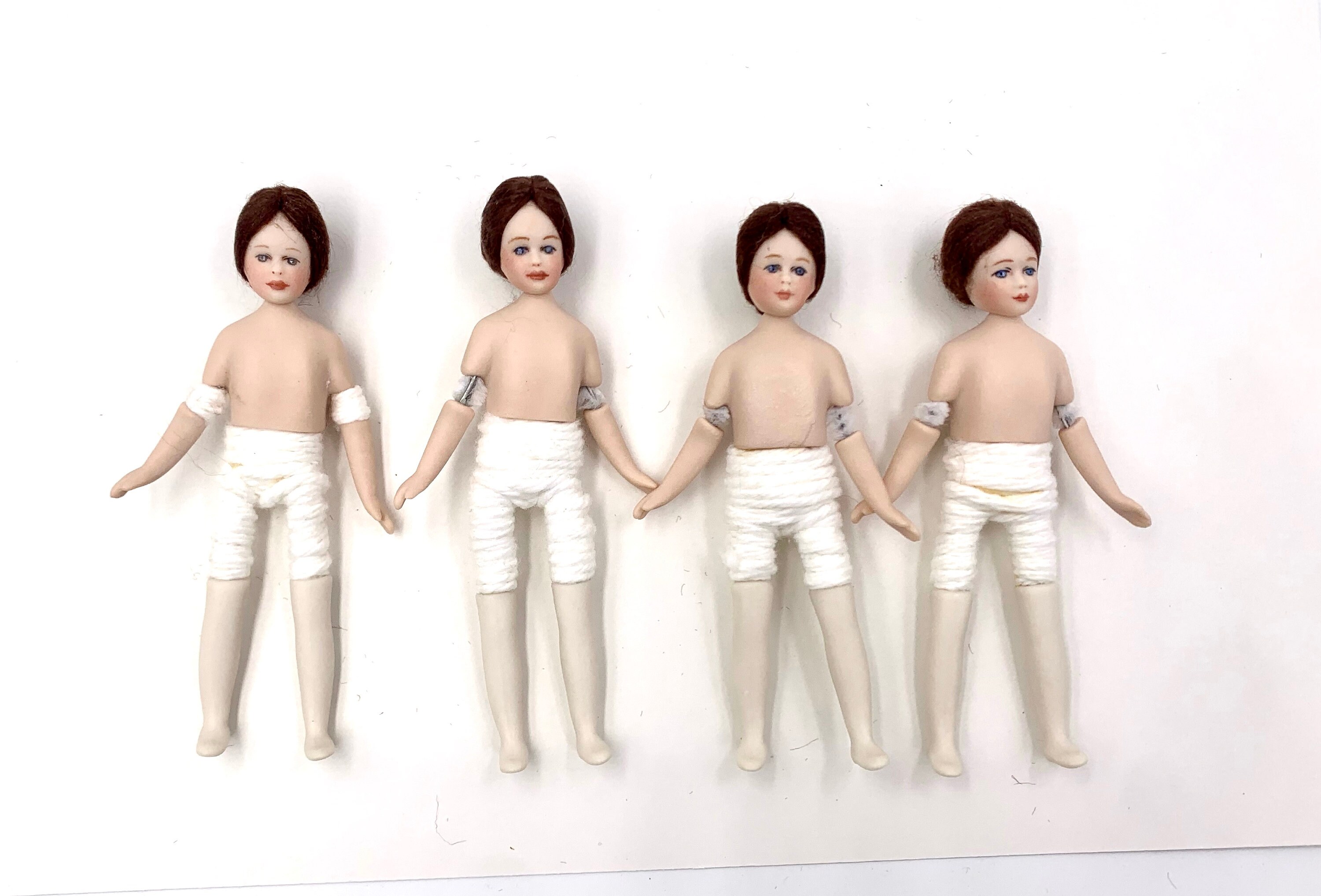 Vintage MINIATURE DOLLHOUSE DOLL Little Brunette Girl 1/12 Scale Artist ...