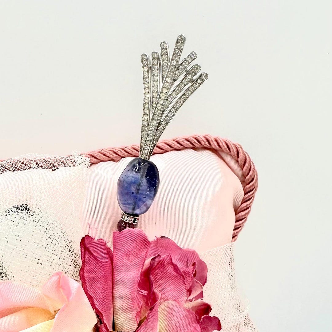 Vintage Rhinestone Hat Pin: Murano Glass Millinery Ornament - Etsy