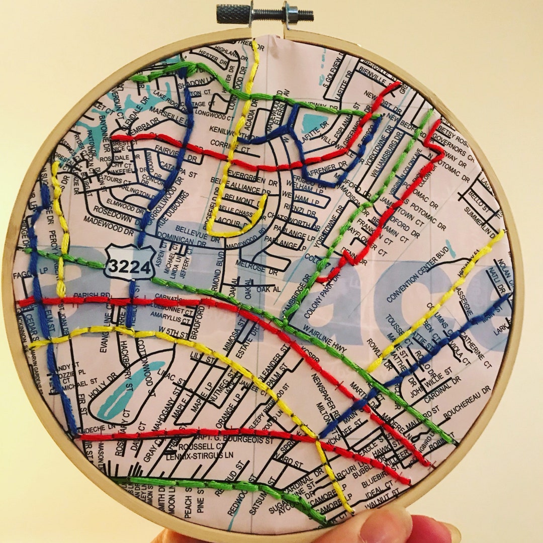 Map Embroidery Hoops - Etsy