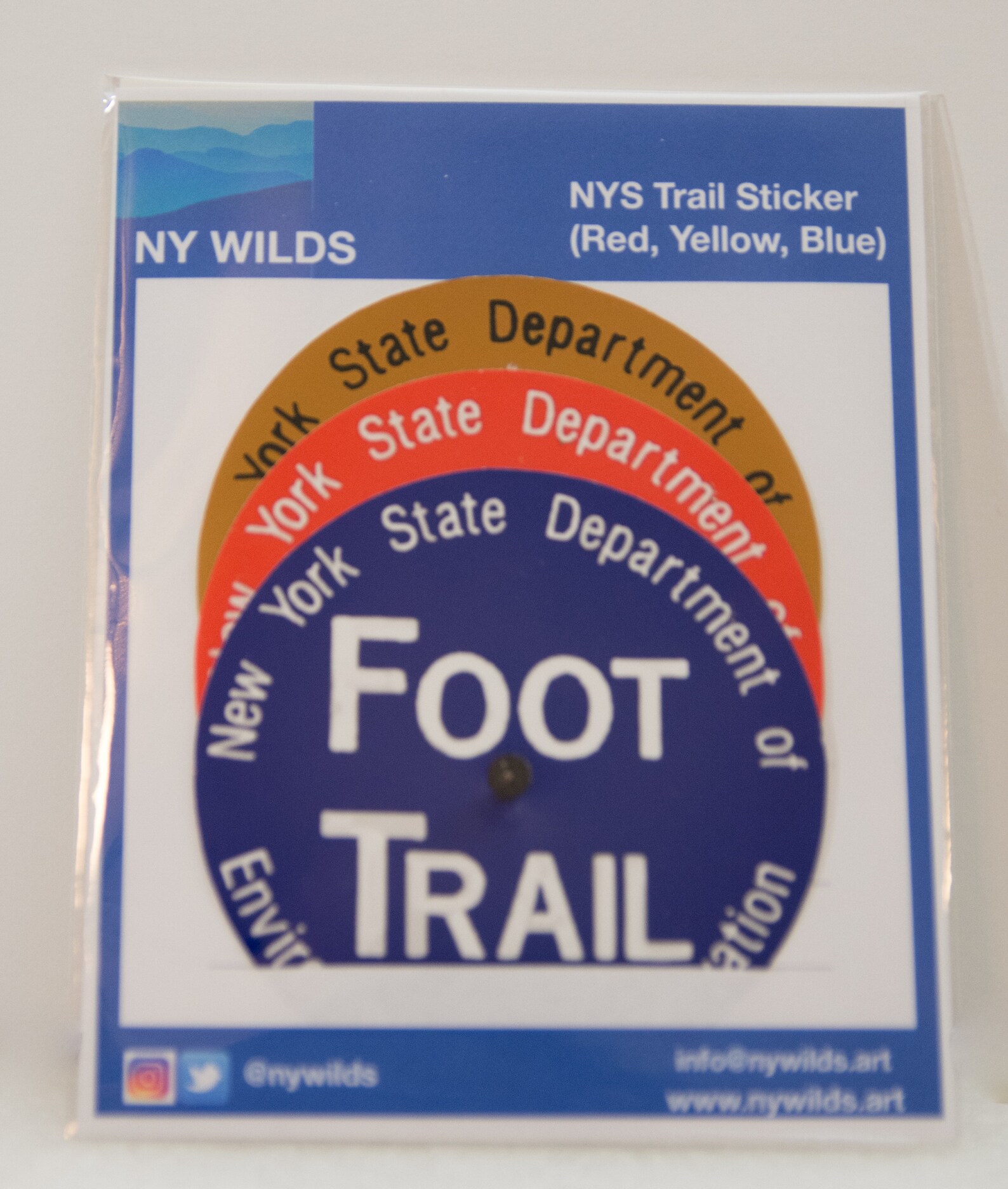 NYS Foot Trail Sticker Set (1 Red, 1 Blue and 1 Yellow) (adirondack ...