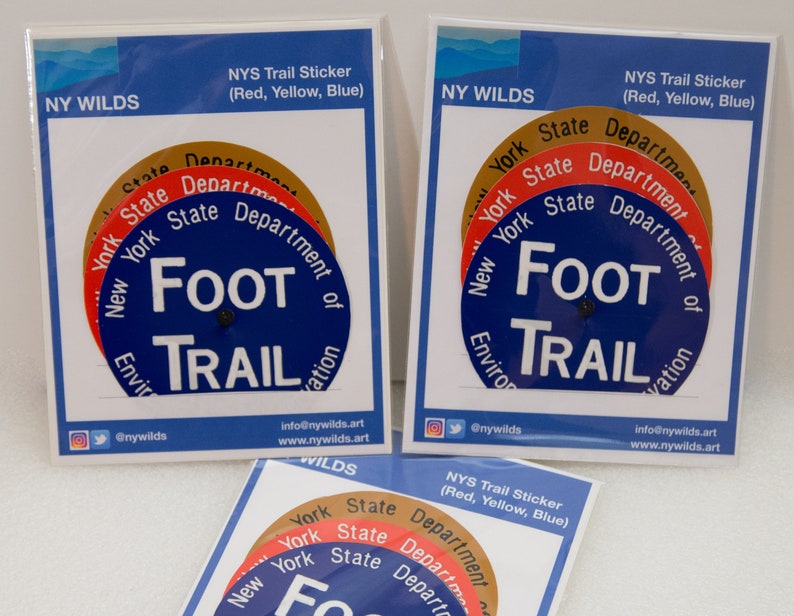 NYS Foot Trail Sticker Set (1 Red, 1 Blue and 1 Yellow) (adirondack ...