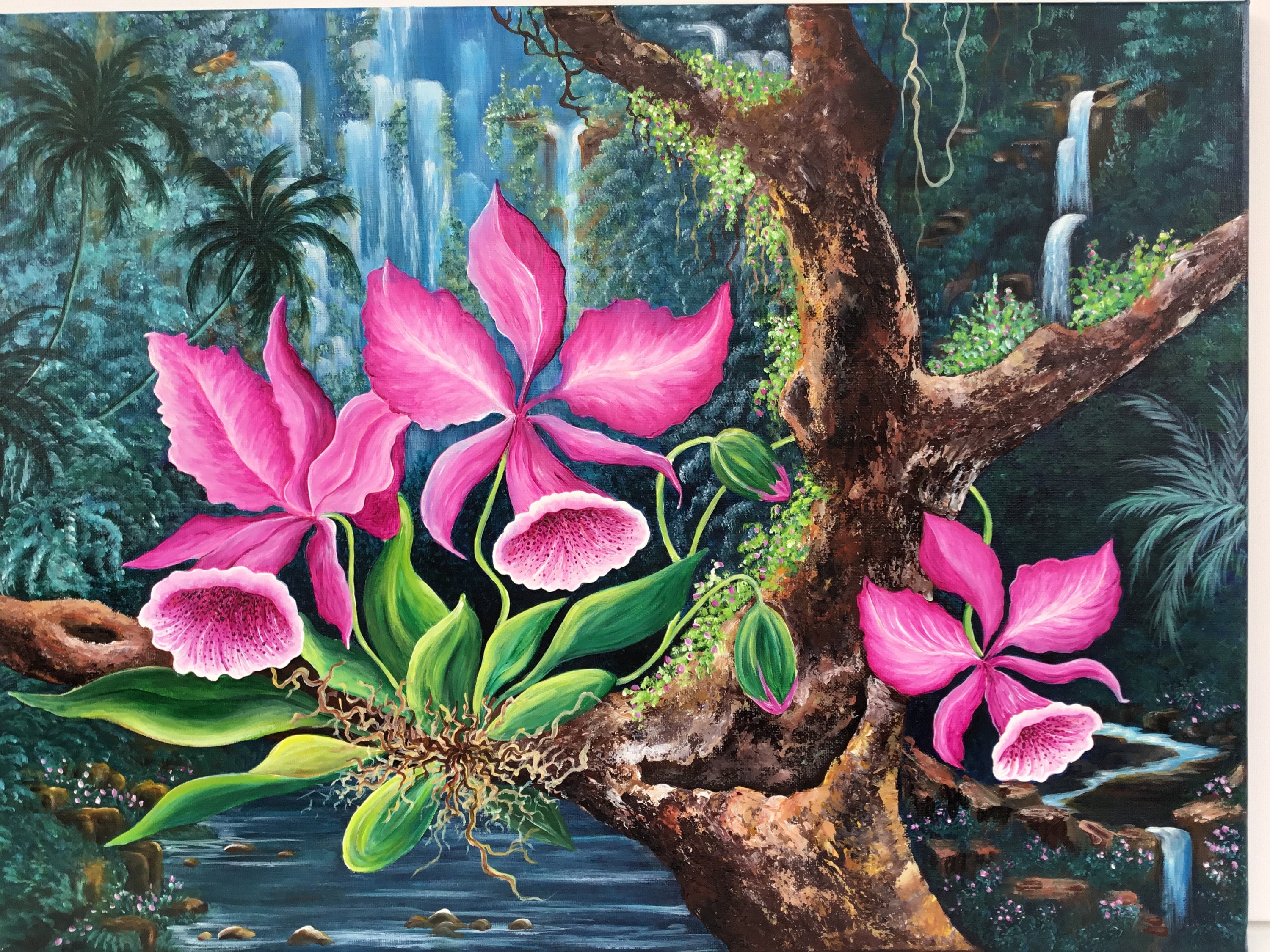 Elegant Organic Artwork/original Acrylic Painting/wall Art/title:orchid ...