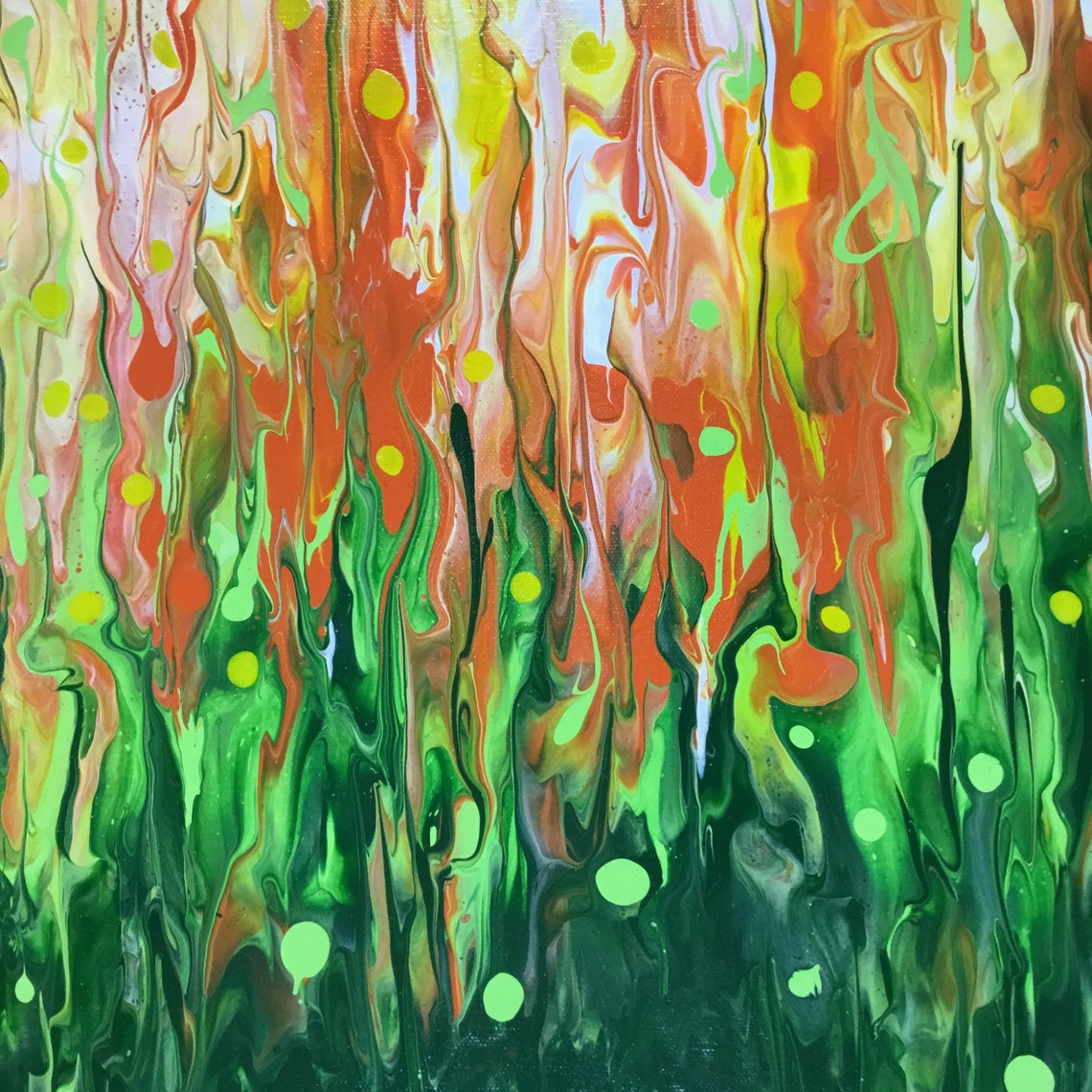 Original Abstract Acrylic Liquid Pouring Painting on Stretched Canvas ...