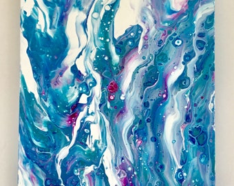 Original Abstract Acrylic Liquid Pouring Painting on Stretched | Etsy