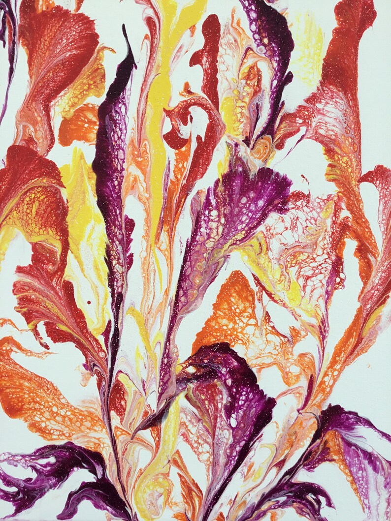 Original Abstract Acrylic Liquid Pouring Painting/string Technique/wall ...