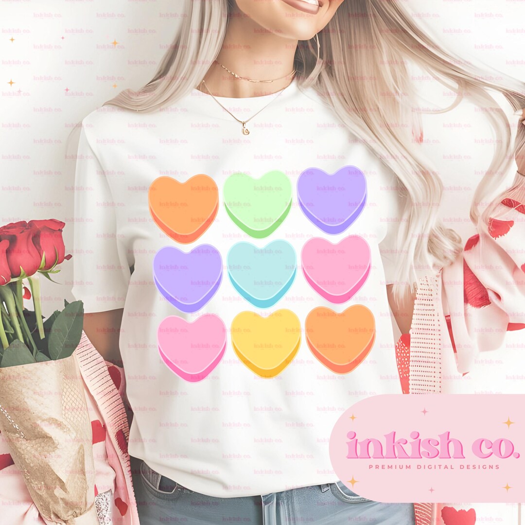 Candy Conversation Hearts Sublimation File, Candy Heart PNG, Valentine ...
